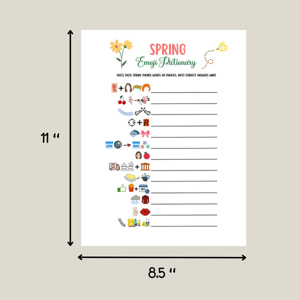 Spring Emoji Pictionary Party Game Printable, Springtime Activity for ...