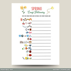 Spring Emoji Pictionary Party Game Printable, Springtime Activity for ...