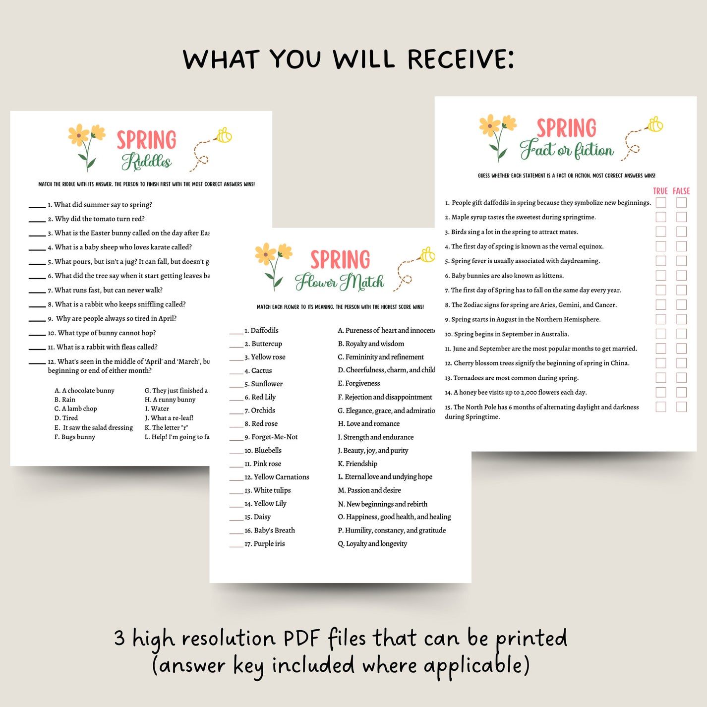 Spring Riddles Game Printable, Fact or Fiction Trivia Party Game ...