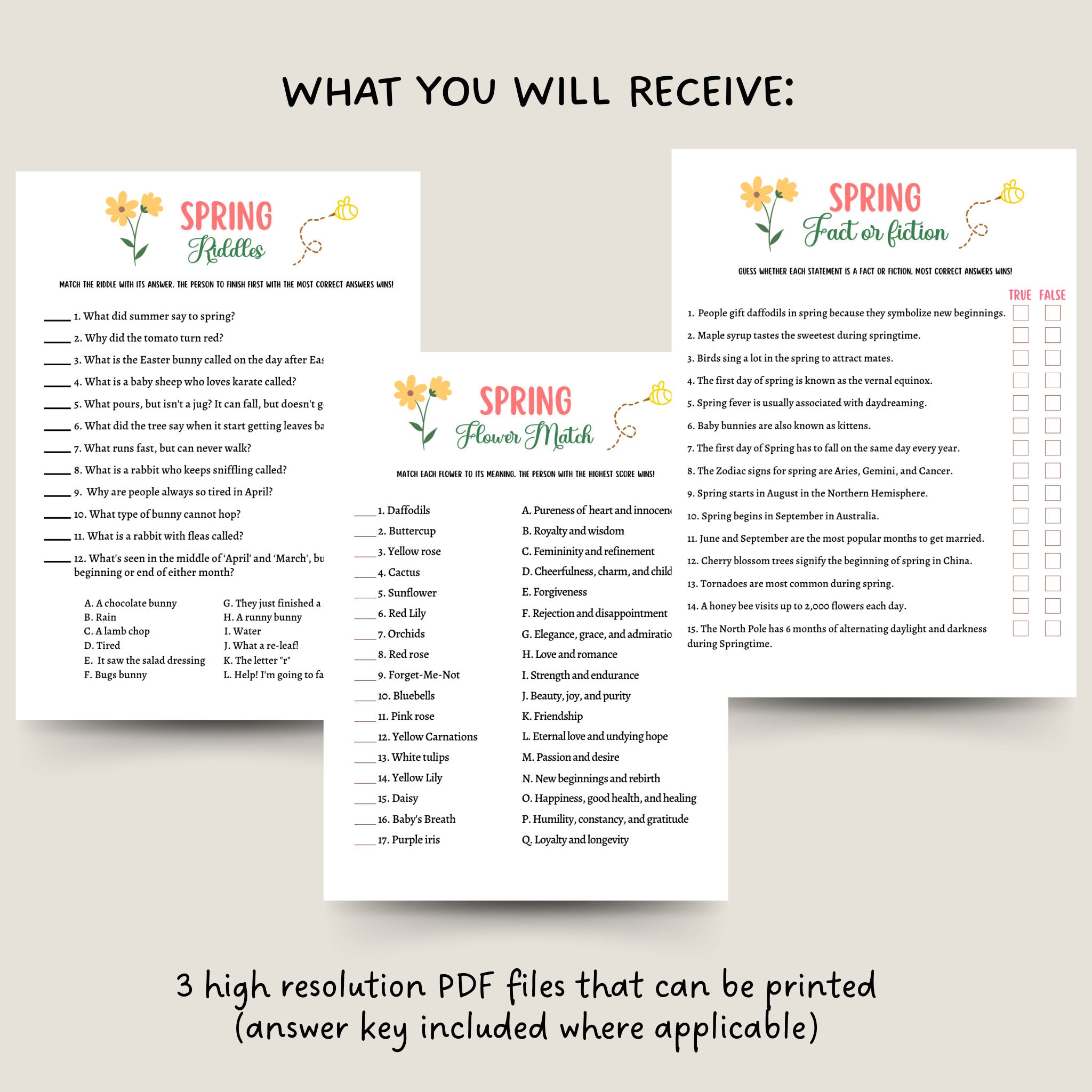 Spring Riddles Game Printable, Fact or Fiction Trivia Party Game ...