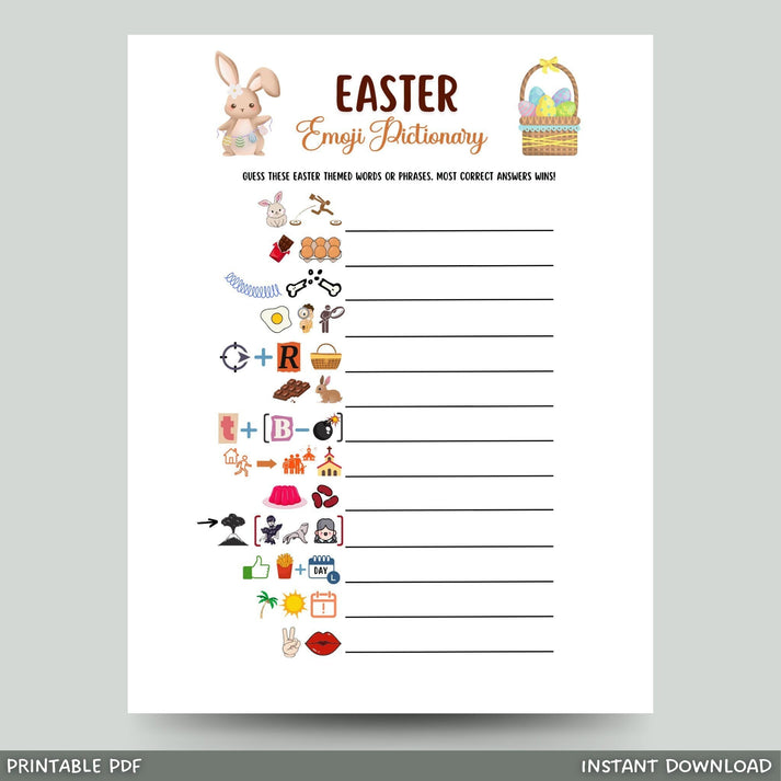 Easter Emoji Pictionary Printable, Party Game for Kids & Adults ...