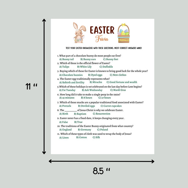 Easter Trivia Game Printable, Party Activity for Kids & Adults ...