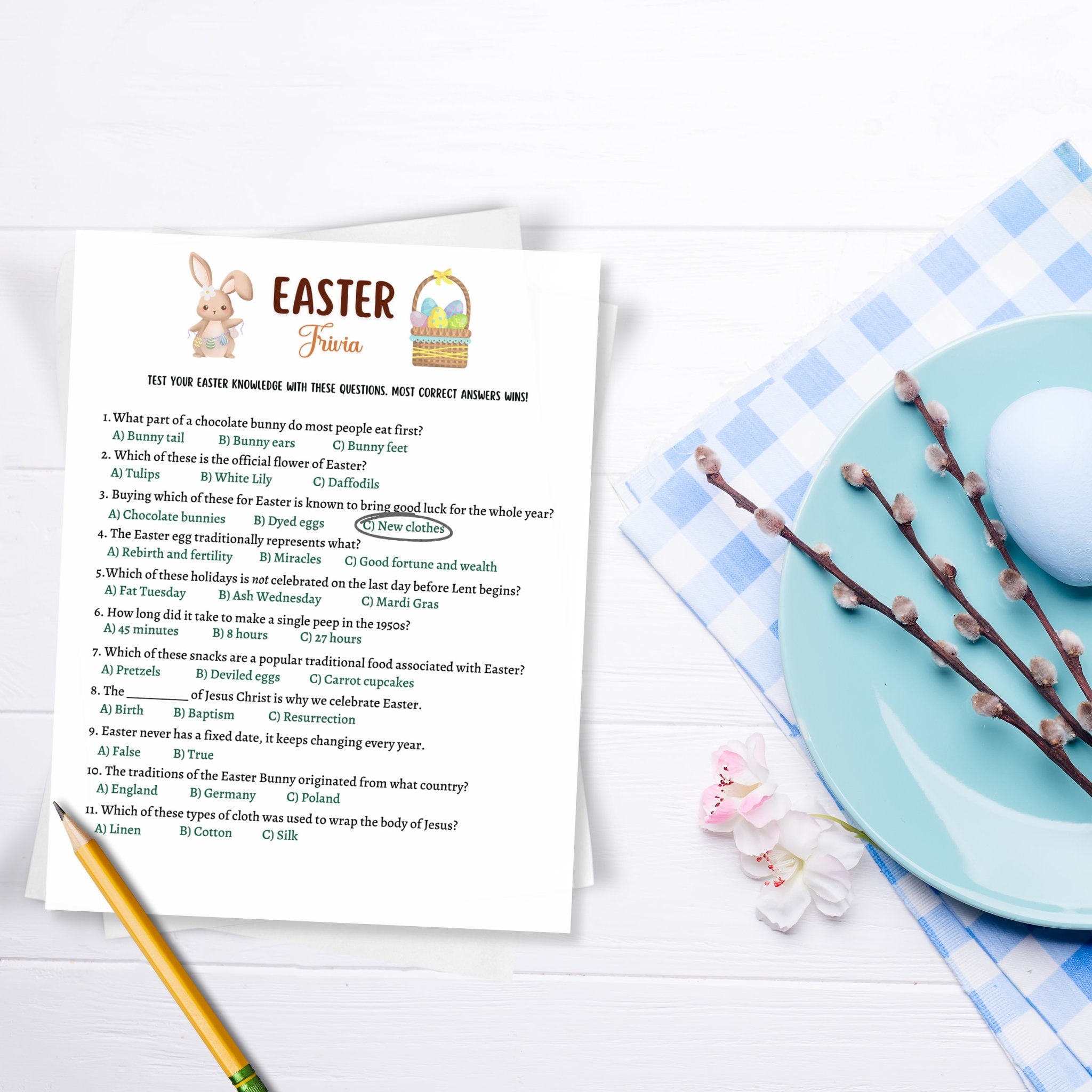 Easter Trivia Game Printable, Party Activity for Kids & Adults ...