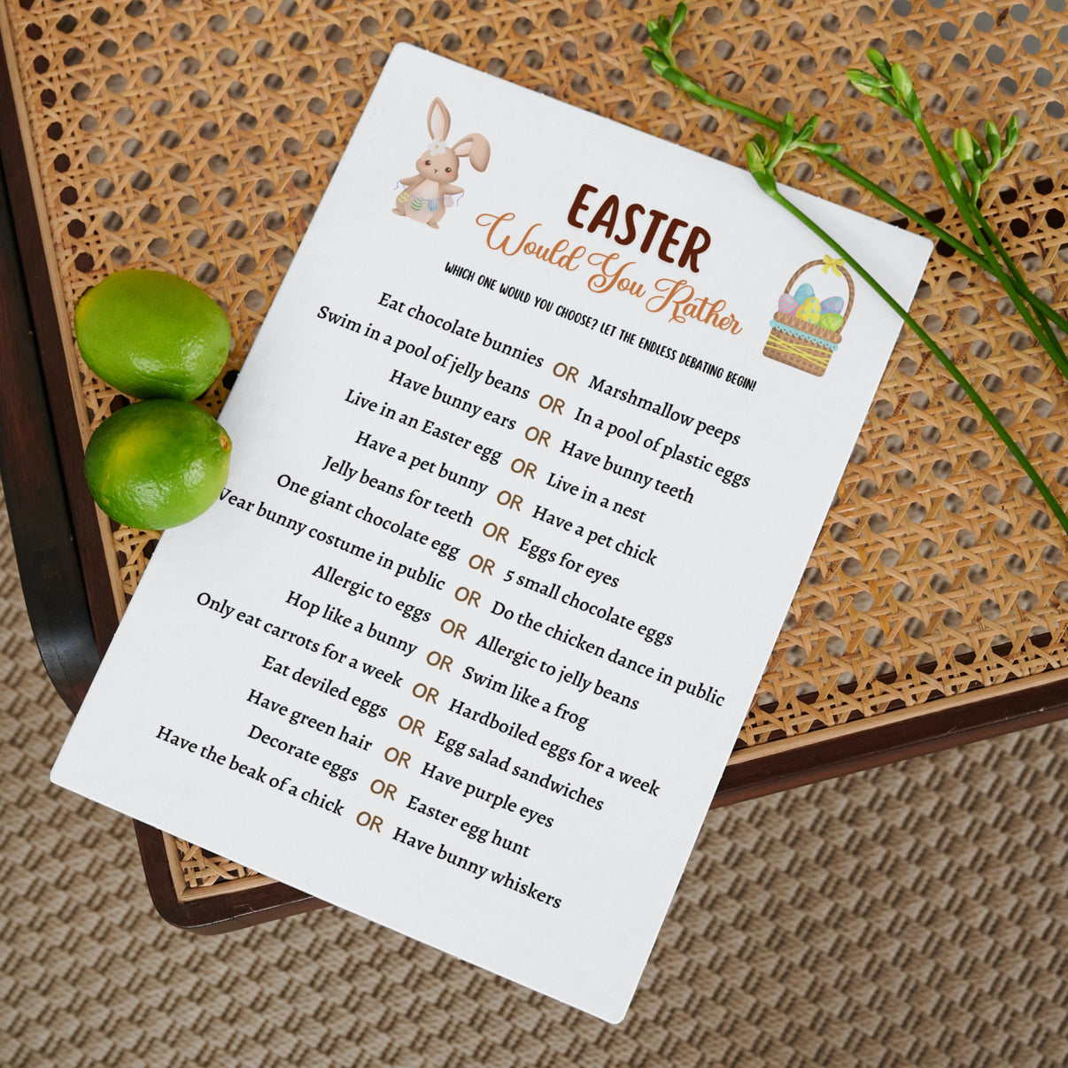 Easter Would You Rather Game Printable, This or That Party Activity ...