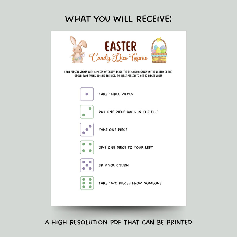 Easter Candy Dice Game Printable, Egg Exchange Party Activity for Kids ...