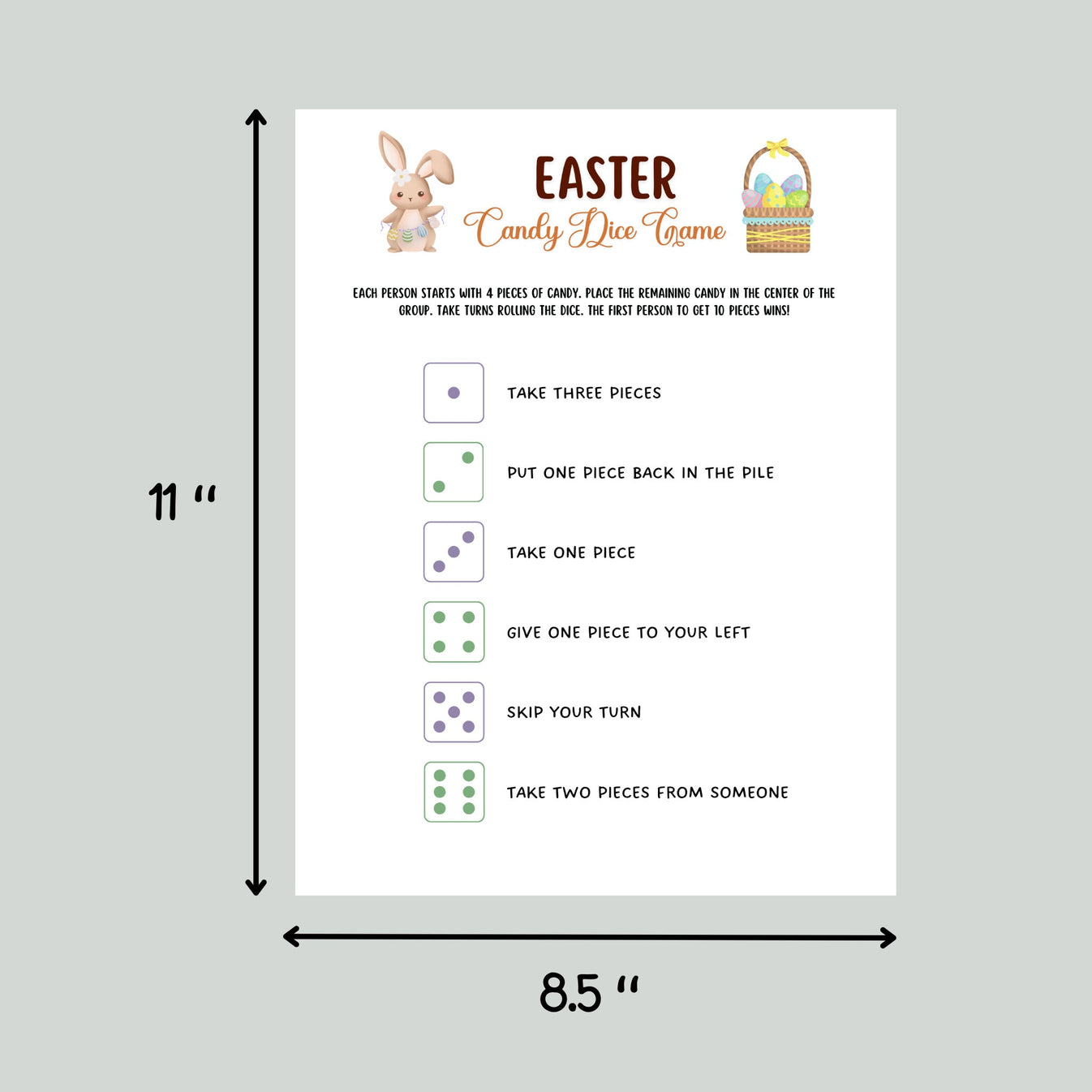 Easter Candy Dice Game Printable, Egg Exchange Party Activity for Kids ...
