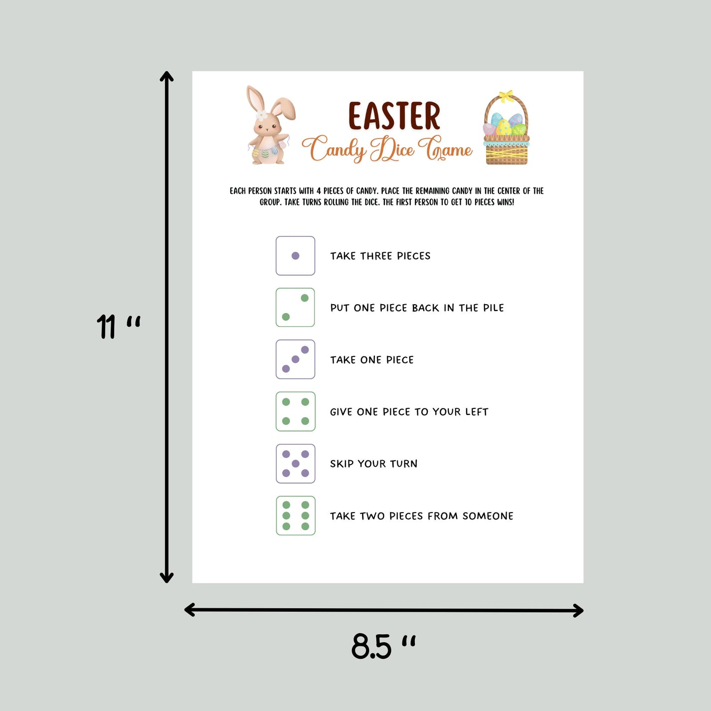 Easter Candy Dice Game Printable, Egg Exchange Party Activity for Kids ...