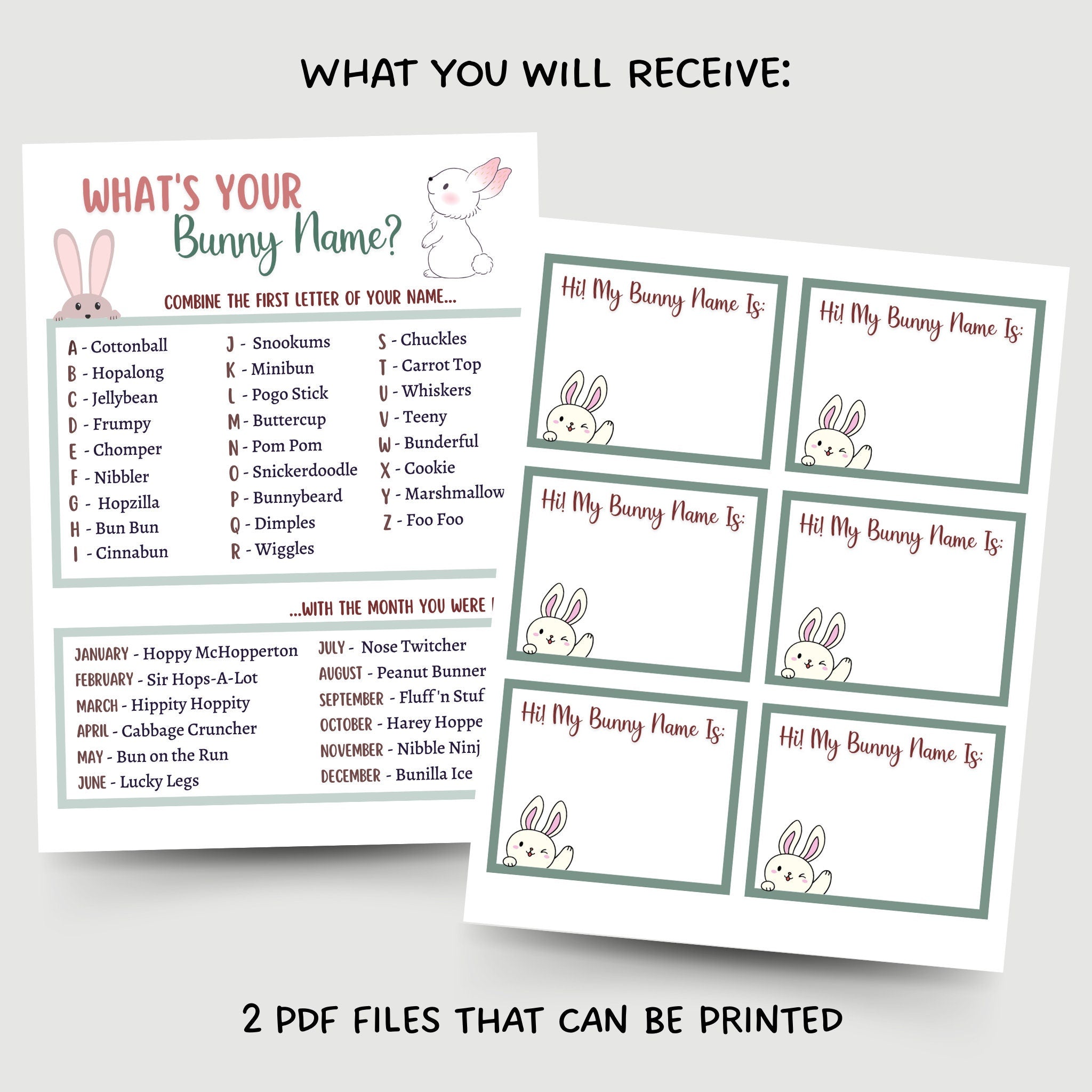 Whats Your Bunny Name Printable, Easter Party Game for Kids & Adults ...
