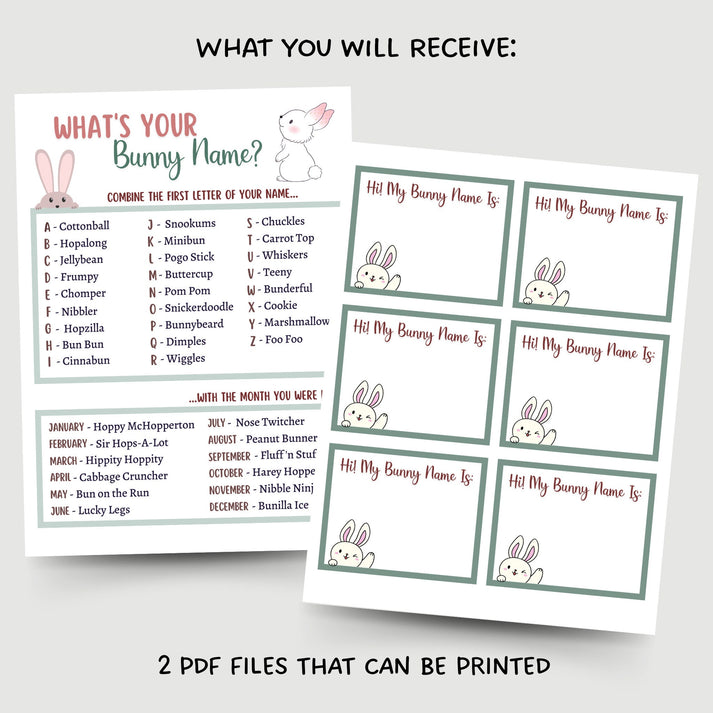 Whats Your Bunny Name Printable, Easter Party Game for Kids & Adults ...