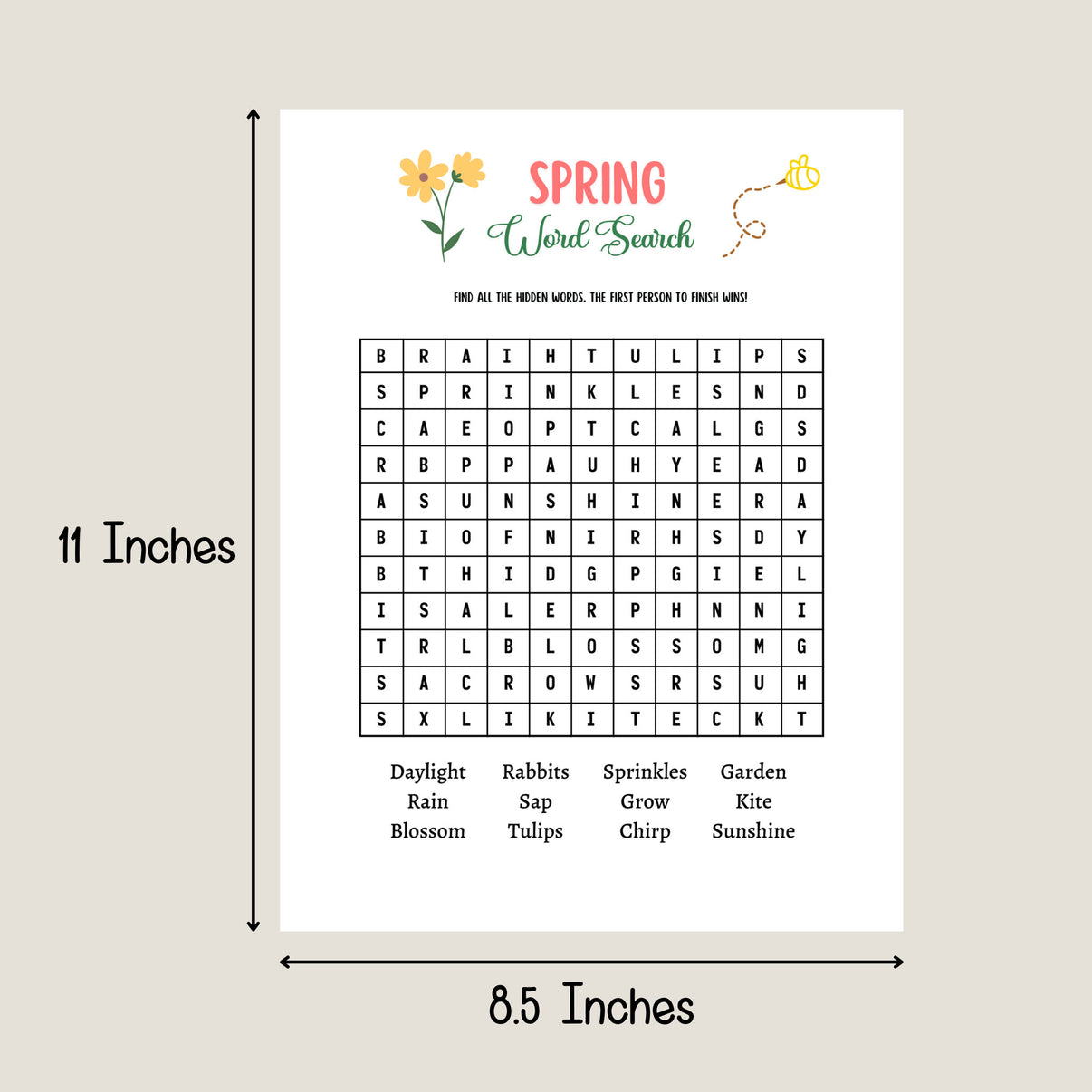 Spring Word Search Party Game Printable, Springtime Activity for Adult ...