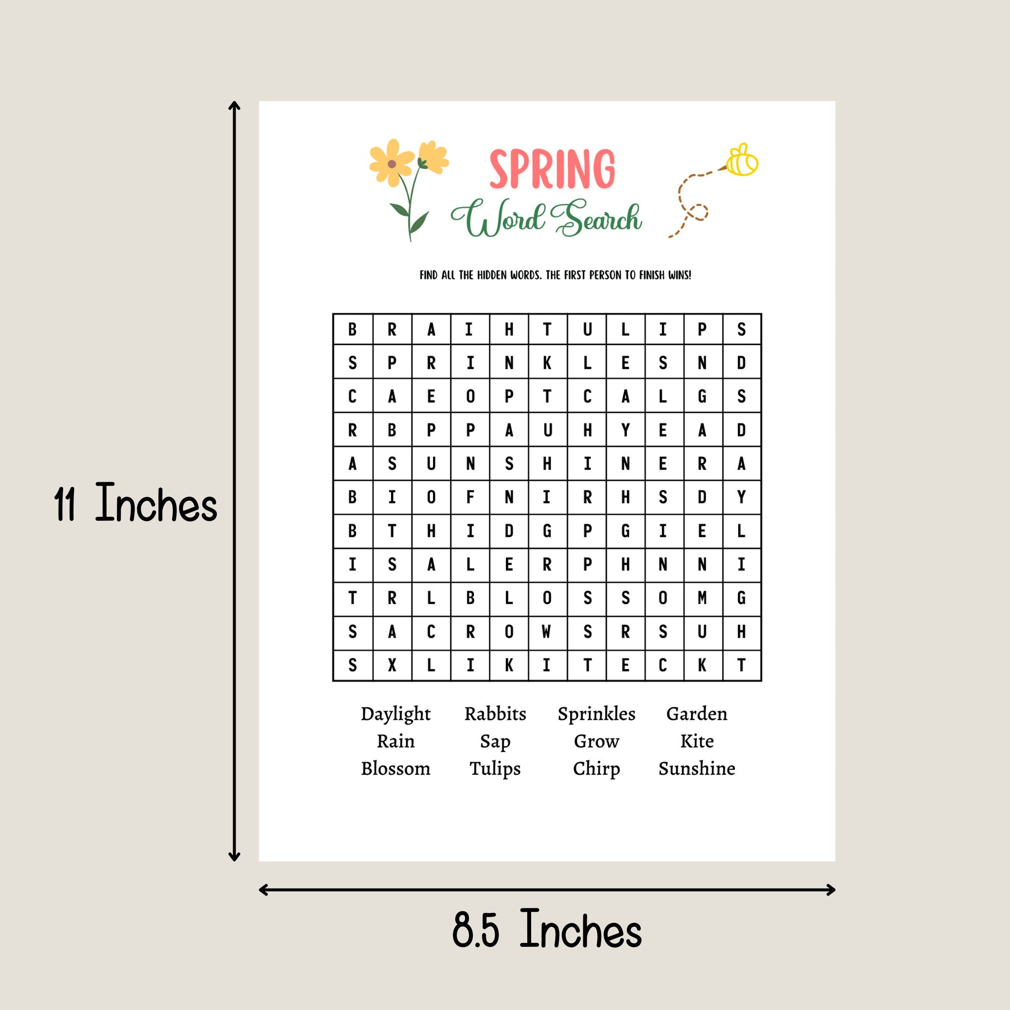 Spring Word Search Party Game Printable, Springtime Activity for Adult ...