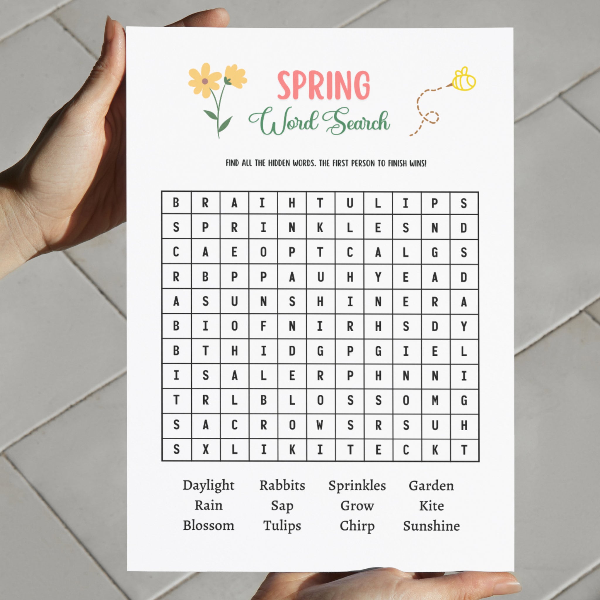 Spring Word Search Party Game Printable, Springtime Activity for Adult ...