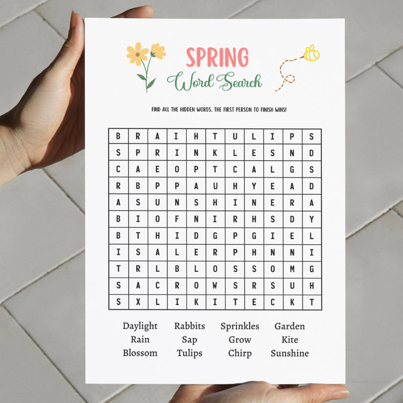Spring Word Search Party Game Printable, Springtime Activity for Adult ...