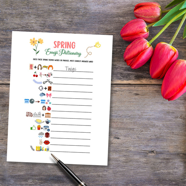 Spring Emoji Pictionary Party Game Printable, Springtime Activity for ...