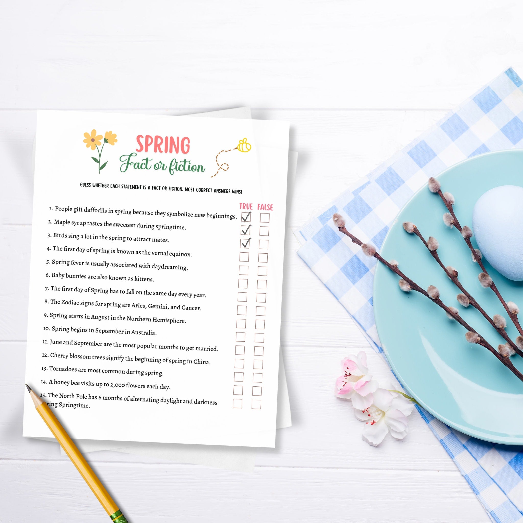 Spring Riddles Game Printable, Fact or Fiction Trivia Party Game ...