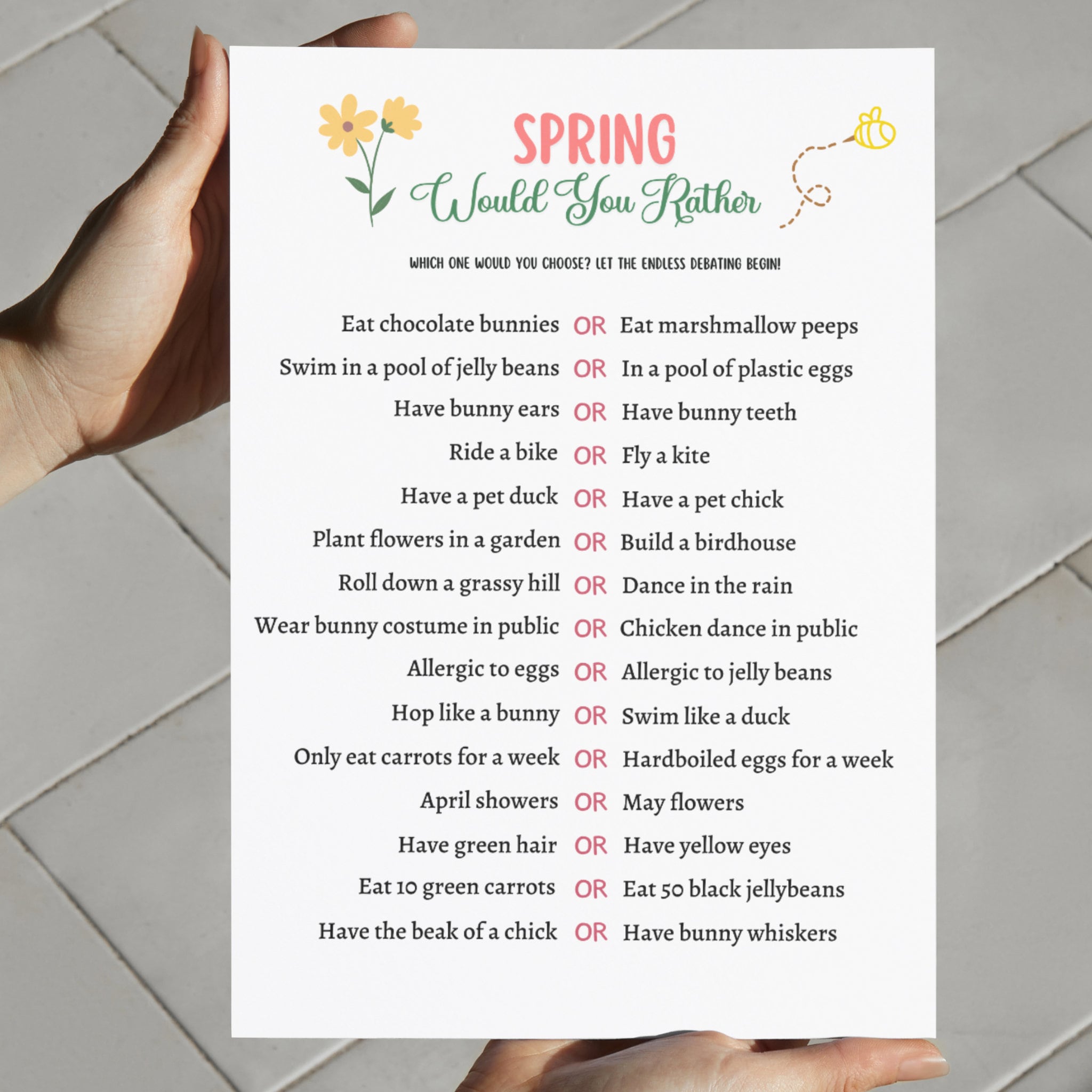 Spring Games Printable, Springtime Party Activity for Adults & Kids ...