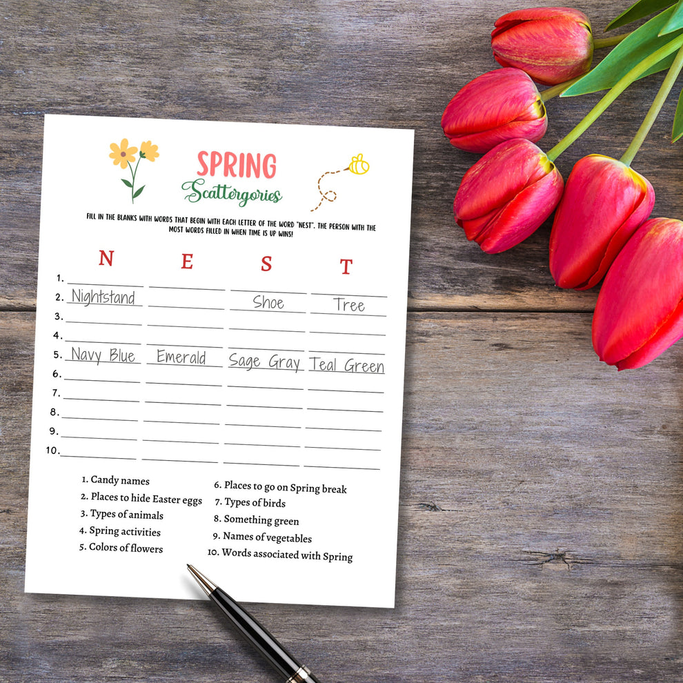 Spring Games Printable, Springtime Party Activity for Adults & Kids ...